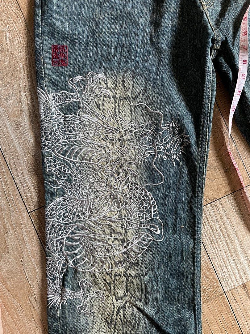 Rare! Vintage Karakuri tamashii jeans (dragon embroidered ), Men's ...