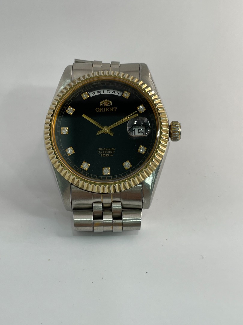 Vintage Orient President Day-Date Automatic Watch with Diamond Markers ...