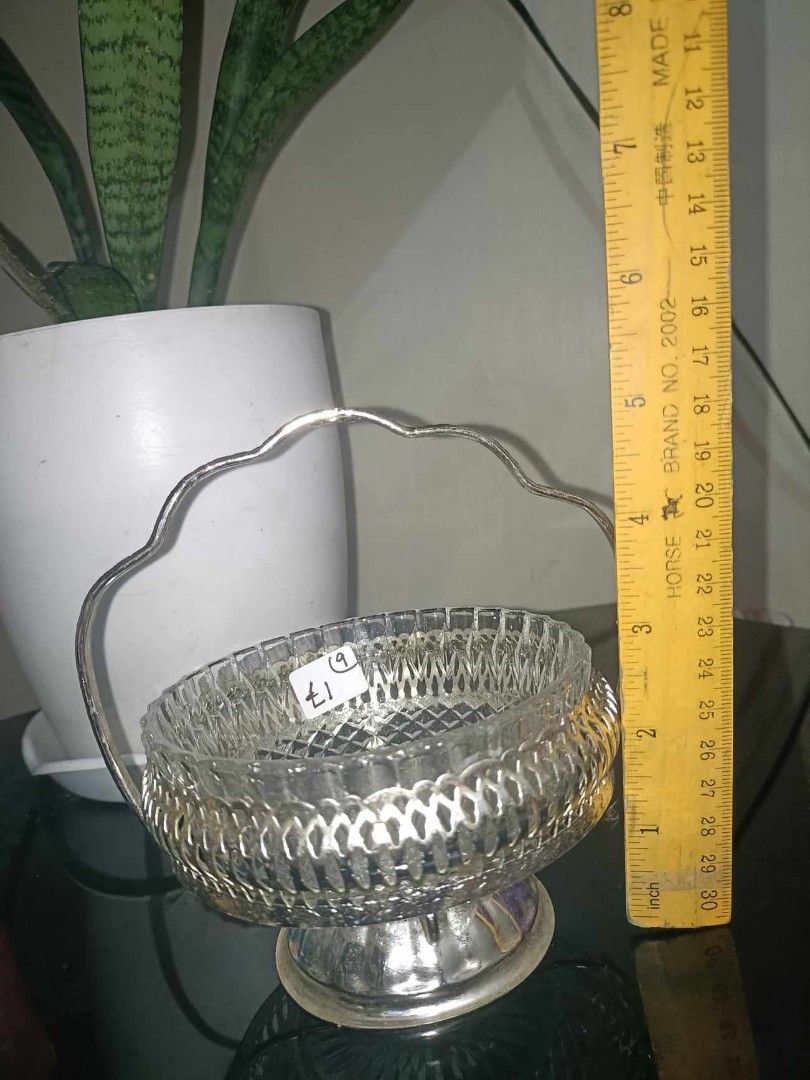 Vintage Queen Anne England Mayell Silver Plated with cryst Sugar Bowl ...