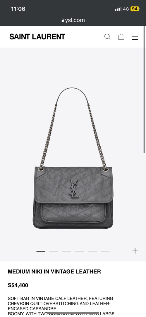 YSL Niki Medium Bag in Vintage Leather, Luxury, Bags & Wallets on Carousell