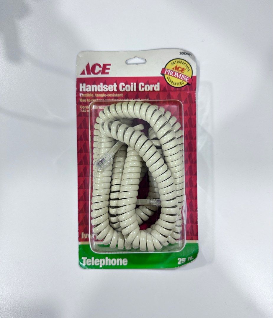 ACE handset coil cord 25ft, Looking For on Carousell
