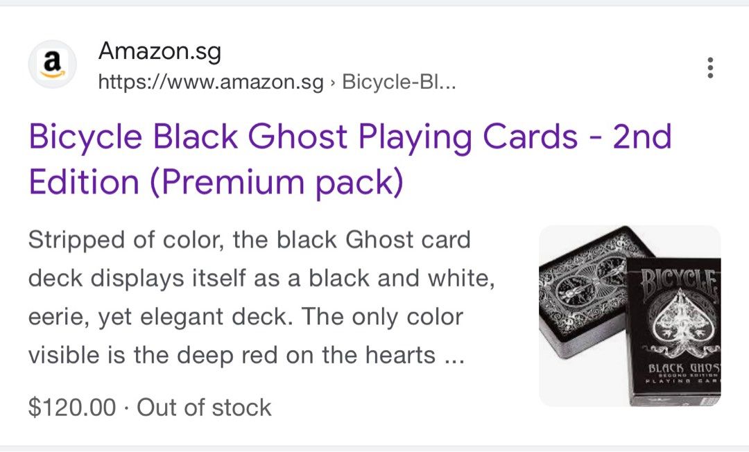 bicycle black ghost playing card, Hobbies & Toys, Toys & Games on Carousell