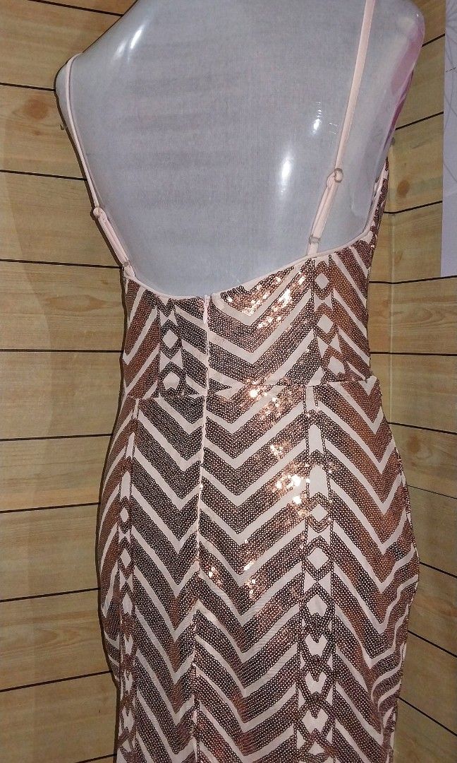 BEIGE SEQUIN SEXY LONG GOWN, Women's Fashion, Dresses & Sets, Evening ...