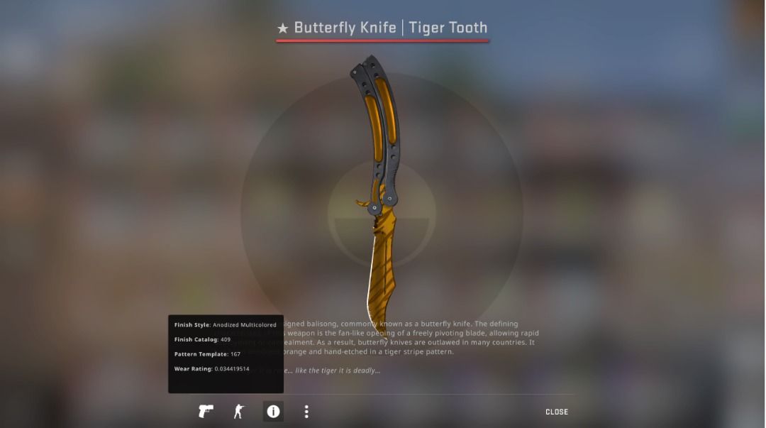 Butterfly Knife Tiger Tooth CSGO SKINS KNIVES (FN) S$2550, Video Gaming ...