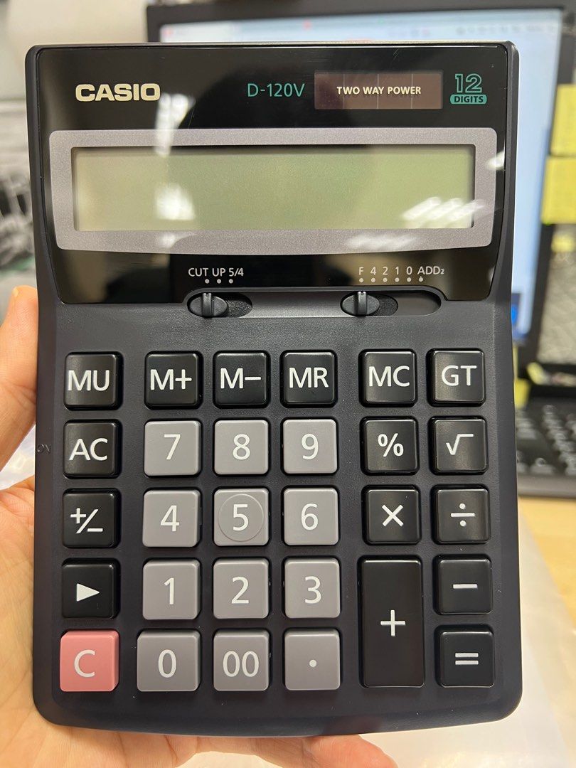 Casio 會計 12 digit 計數機 D-120V - 全新（太陽能/電池兩用）, 電腦＆科技, 商務用科技產品 - Carousell
