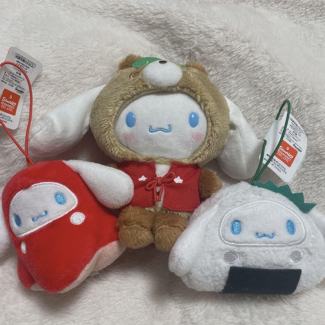 Cinnamoroll charms Bento Mascot Rice Ball and Weiner and bear costume ...