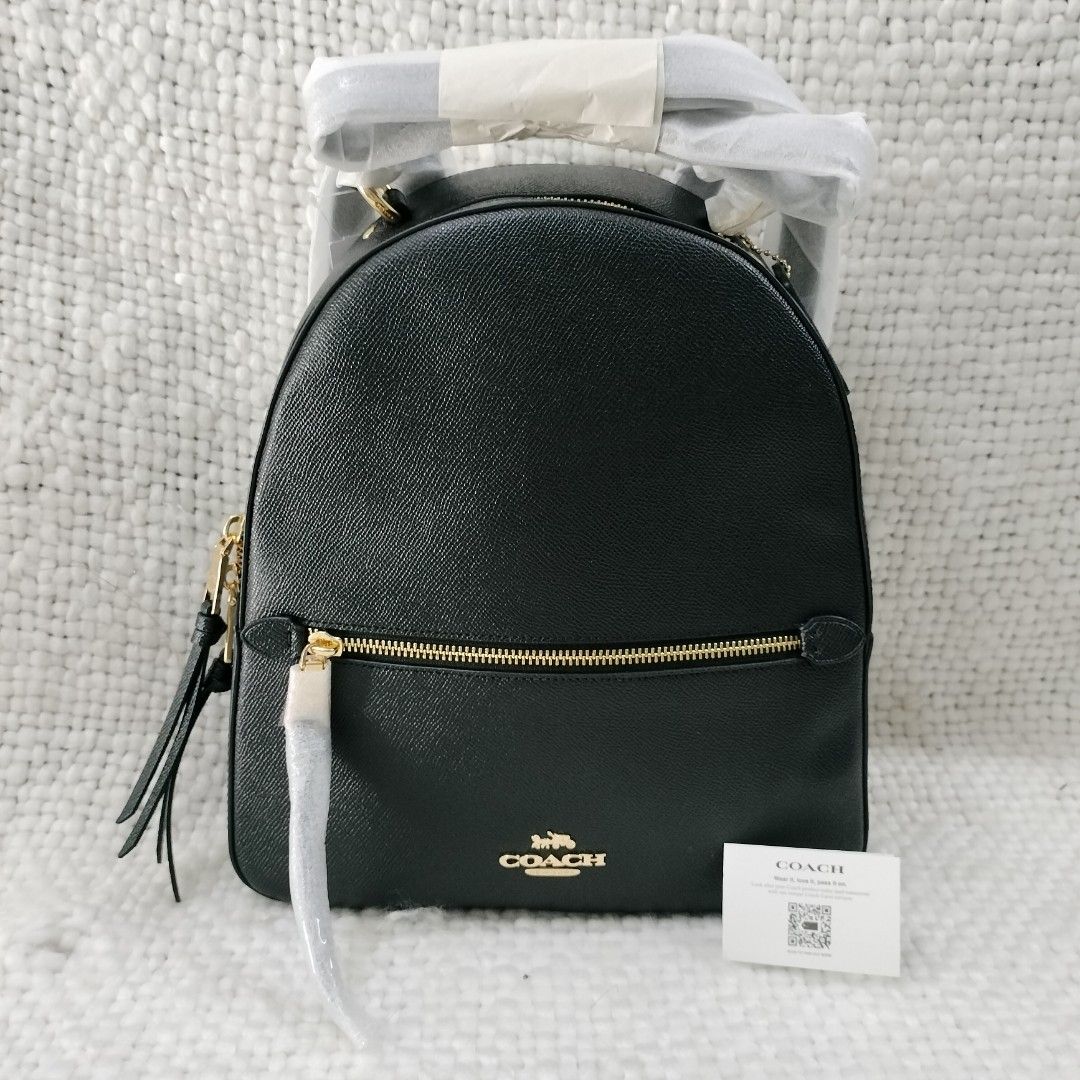 COACH CROSS GRAIN LEATHER JORDAN BACKPACK IN BLACK, Women's Fashion ...