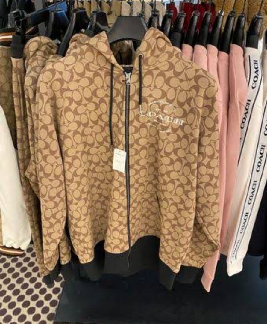 Coach Signature Zip Hoodie, Luxury, Apparel on Carousell