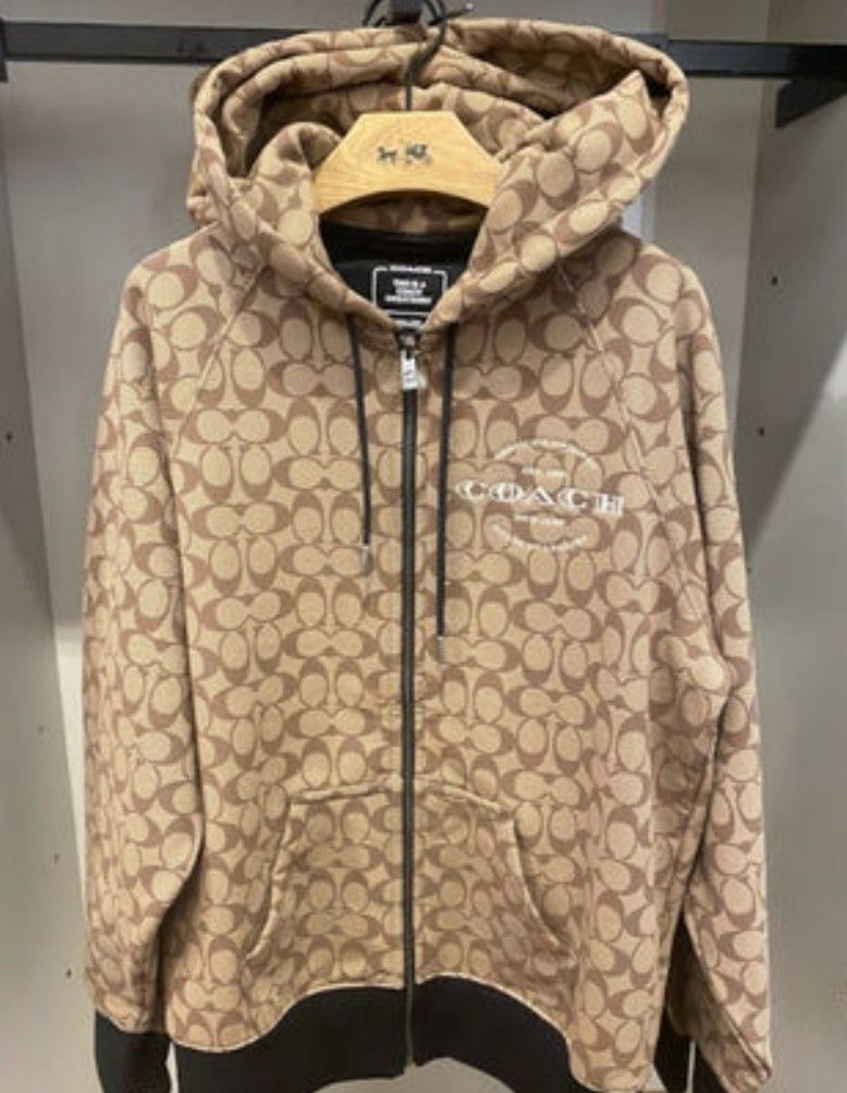 Coach Signature Zip Hoodie, Luxury, Apparel on Carousell