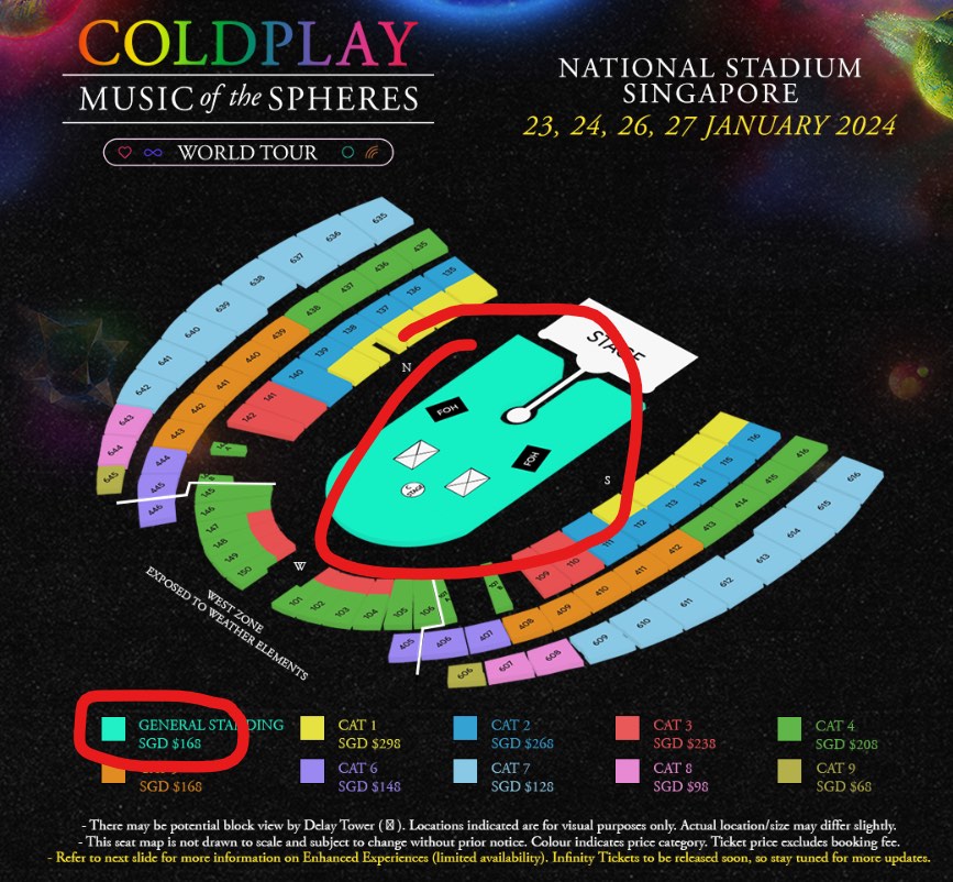Coldplay Singapore 26 Jan (Fri) x2 tickets ($240 each), Tickets ...