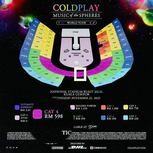 COLDPLAY WORLD TOUR KUALA LUMPUR 22 NOV 2023, Tickets & Vouchers, Event ...