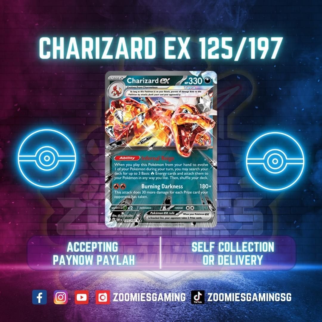 [Consign]Pokemon TCG Obsidian Flame Charizard EX 125/197, Hobbies ...