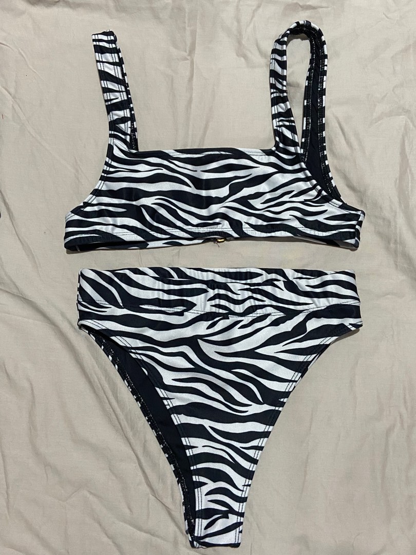 Costa Swimwear Zebra Print Two Piece Bikini, Women's Fashion, Swimwear ...