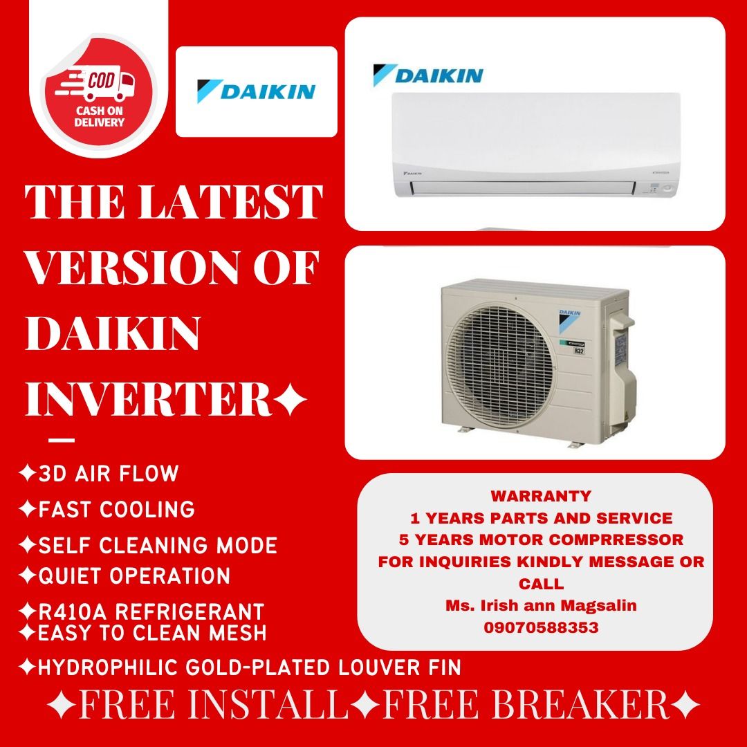 DAIKIN SPLIT TYPE INVERTER AIRCON, TV & Home Appliances, Air ...