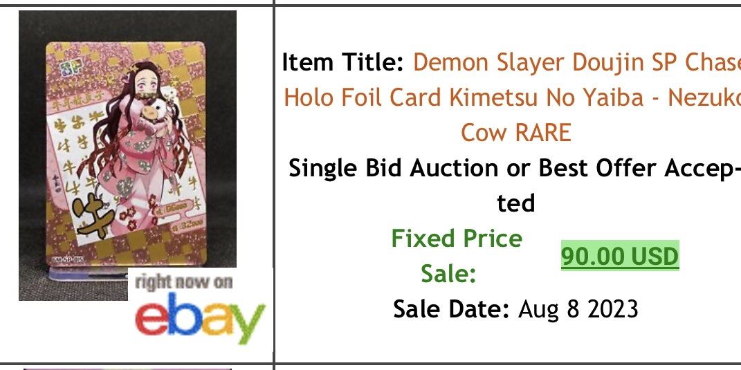 Demon Slayer Nezuko Cow SP - Last sold $90 usd, Hobbies & Toys ...