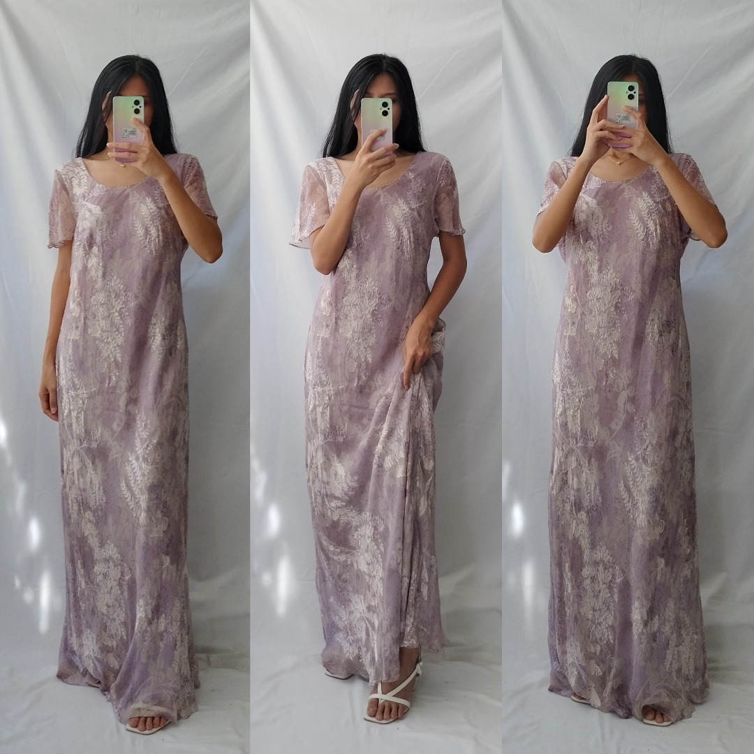 Ethereal Lavender Silkish Bias Cut Long Dress on Carousell