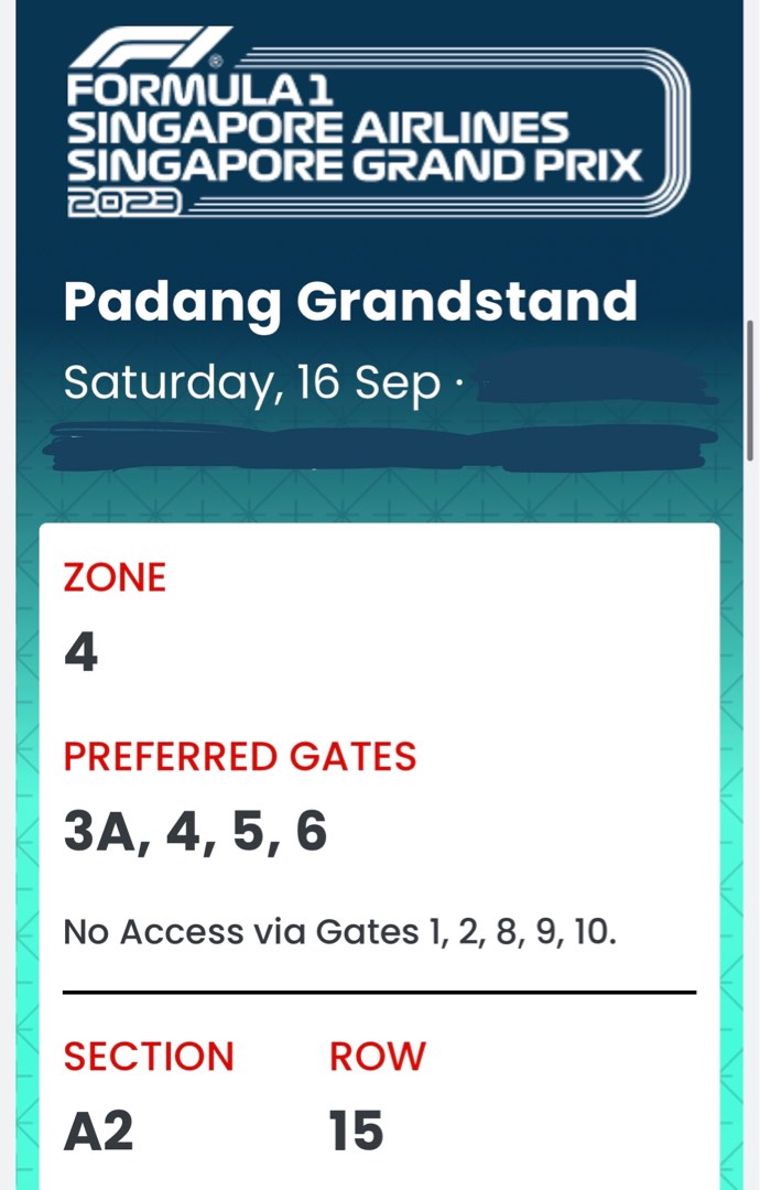 F1 Padang Grandstand Saturday x 2, Tickets & Vouchers, Event Tickets on ...