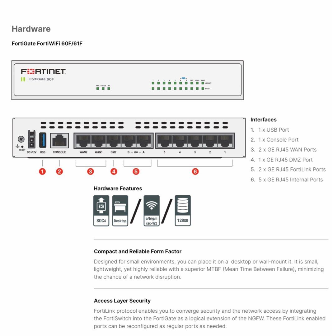 Fortinet Fortigate 60f Firewall With 1 Year Subscription, Computers ...