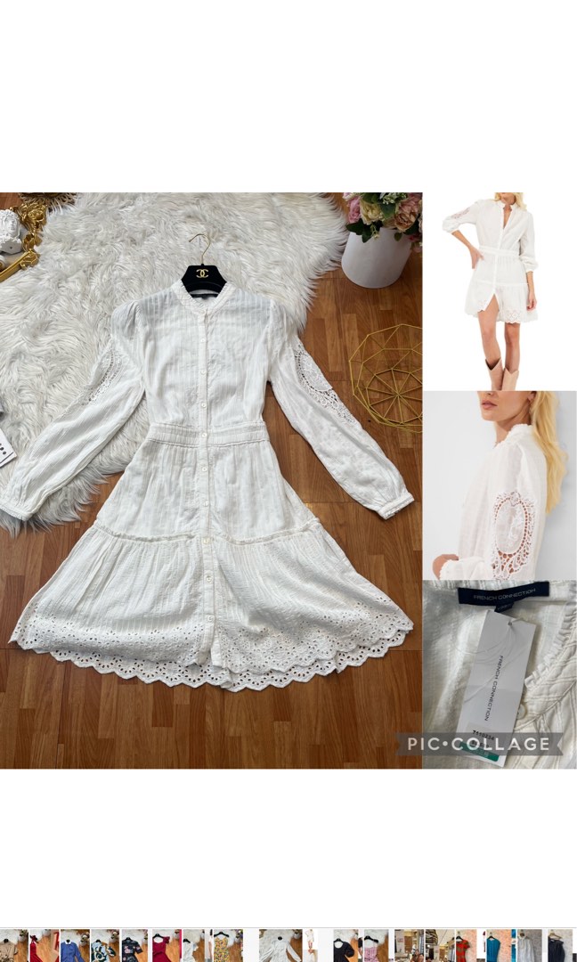 French connection whitebuttoned eyelet linen dress on Carousell