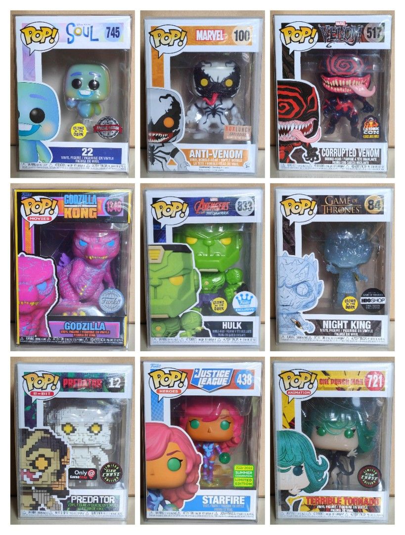 Funko Pop Soul 22, Anti-Venom, Corrupted Venom, Godzilla, Hulk, Night ...