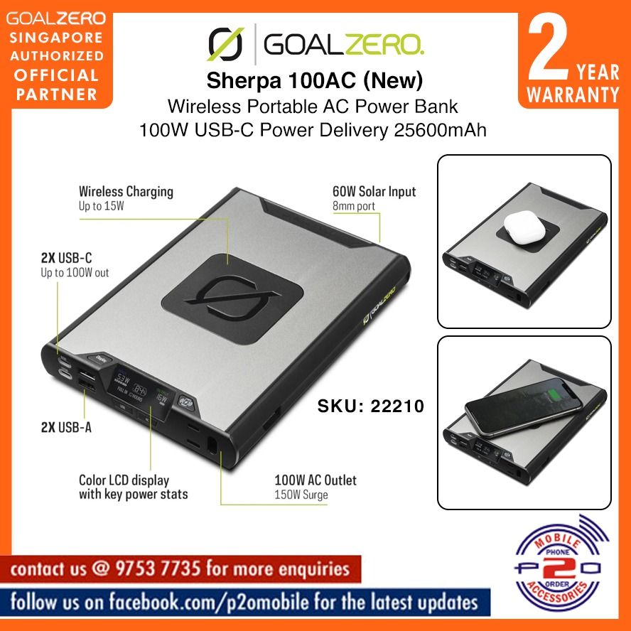GoalZero (Goal Zero) Sherpa 100AC (New) Wireless Portable AC Power Bank ...