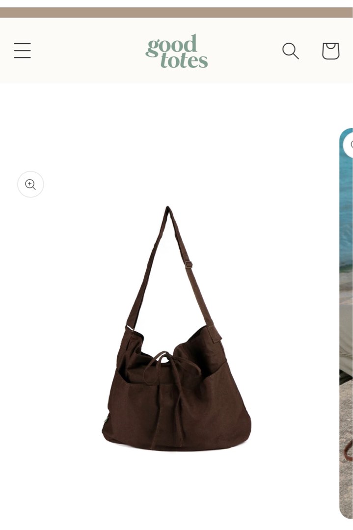 Goodtotes Lazy Linen Sling - Brownie (Good Totes), Women's Fashion ...