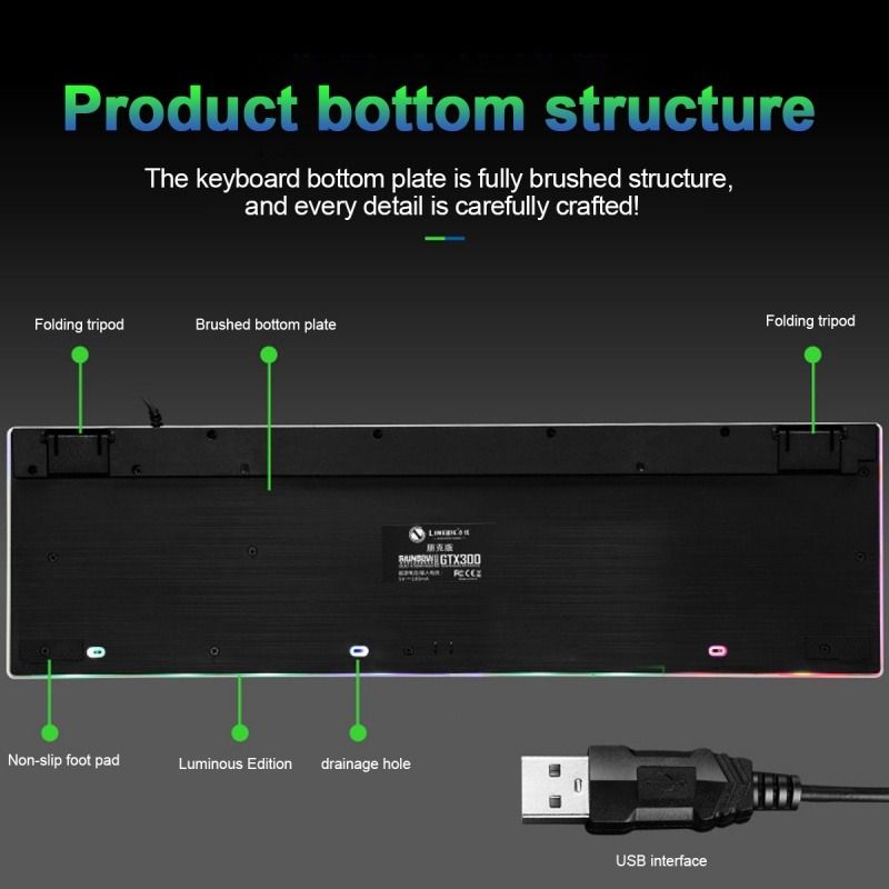 GTX300 LED Gaming Keyboard and Mouse Set Mechanical Keyboard RGB ...