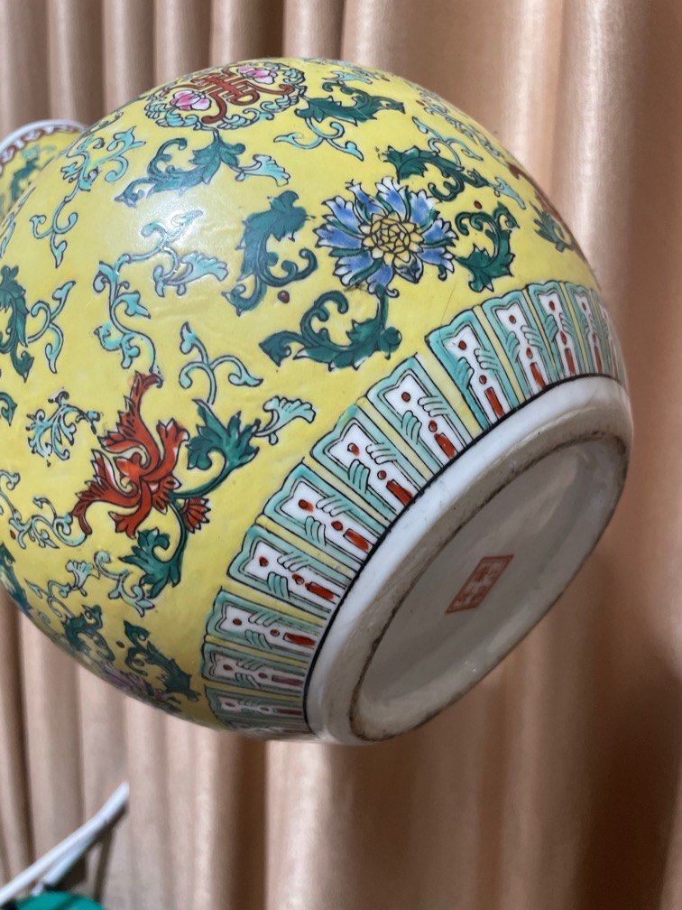 Guci antik vas kuning porcelain china import rare langka, Antik ...