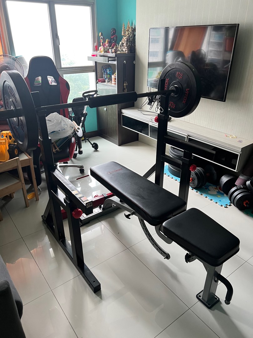 Gym rack and bunch long bar, Sports Equipment, Exercise & Fitness ...