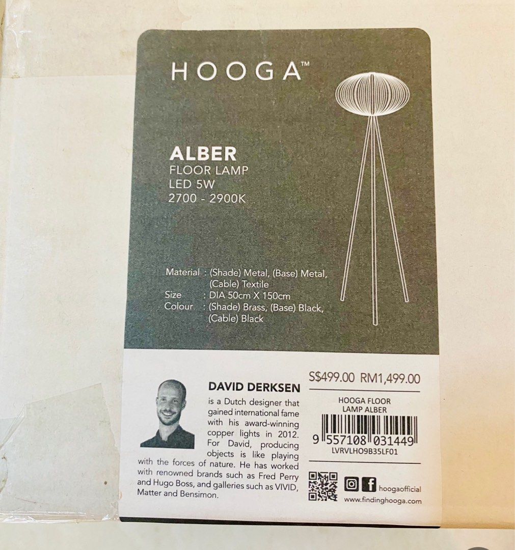 Hooga Alber Floor Lamp, Furniture & Home Living, Lighting & Fans ...