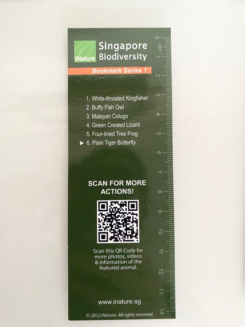 iNature Singapore Biodiversity Animal Paper Bookmark, Furniture & Home ...
