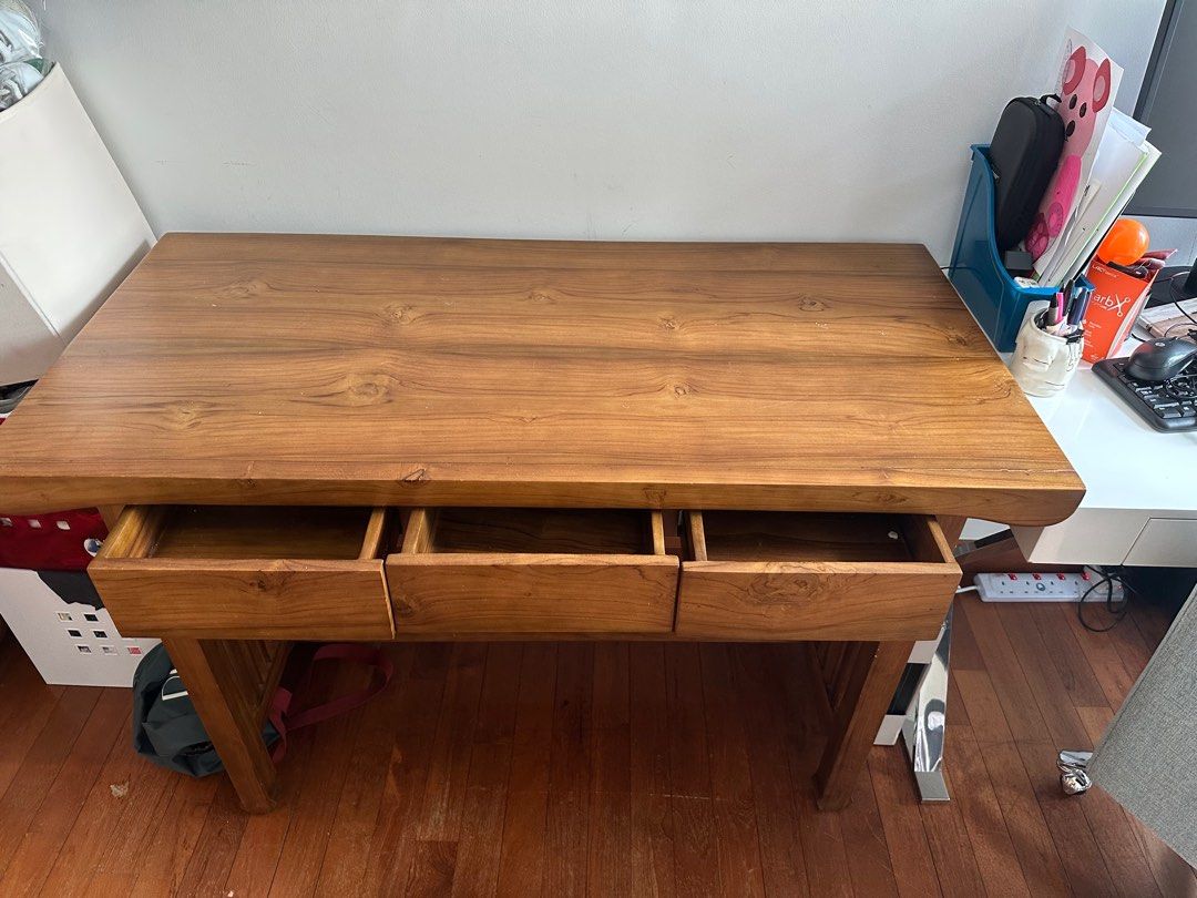 Indonesian teak desk, Furniture & Home Living, Furniture, Tables & Sets ...