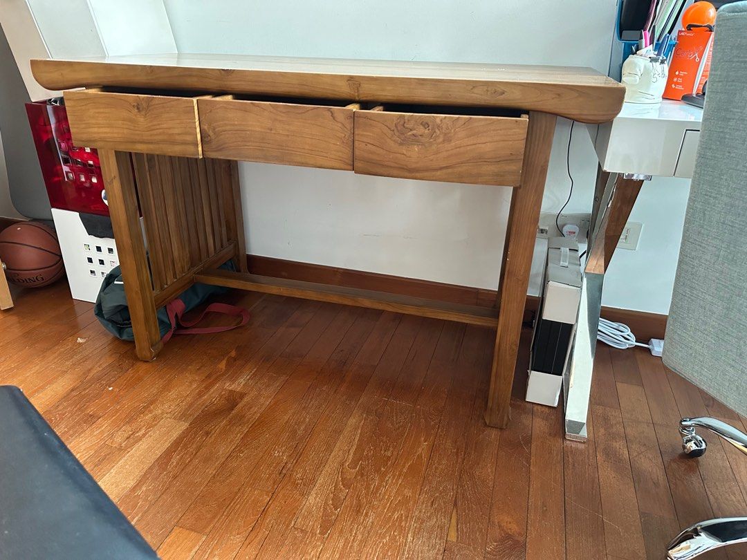 Indonesian teak desk, Furniture & Home Living, Furniture, Tables & Sets ...