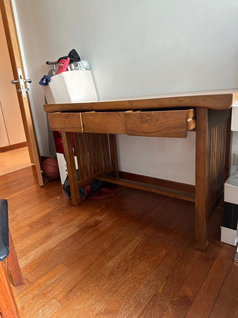Indonesian teak desk, Furniture & Home Living, Furniture, Tables & Sets ...