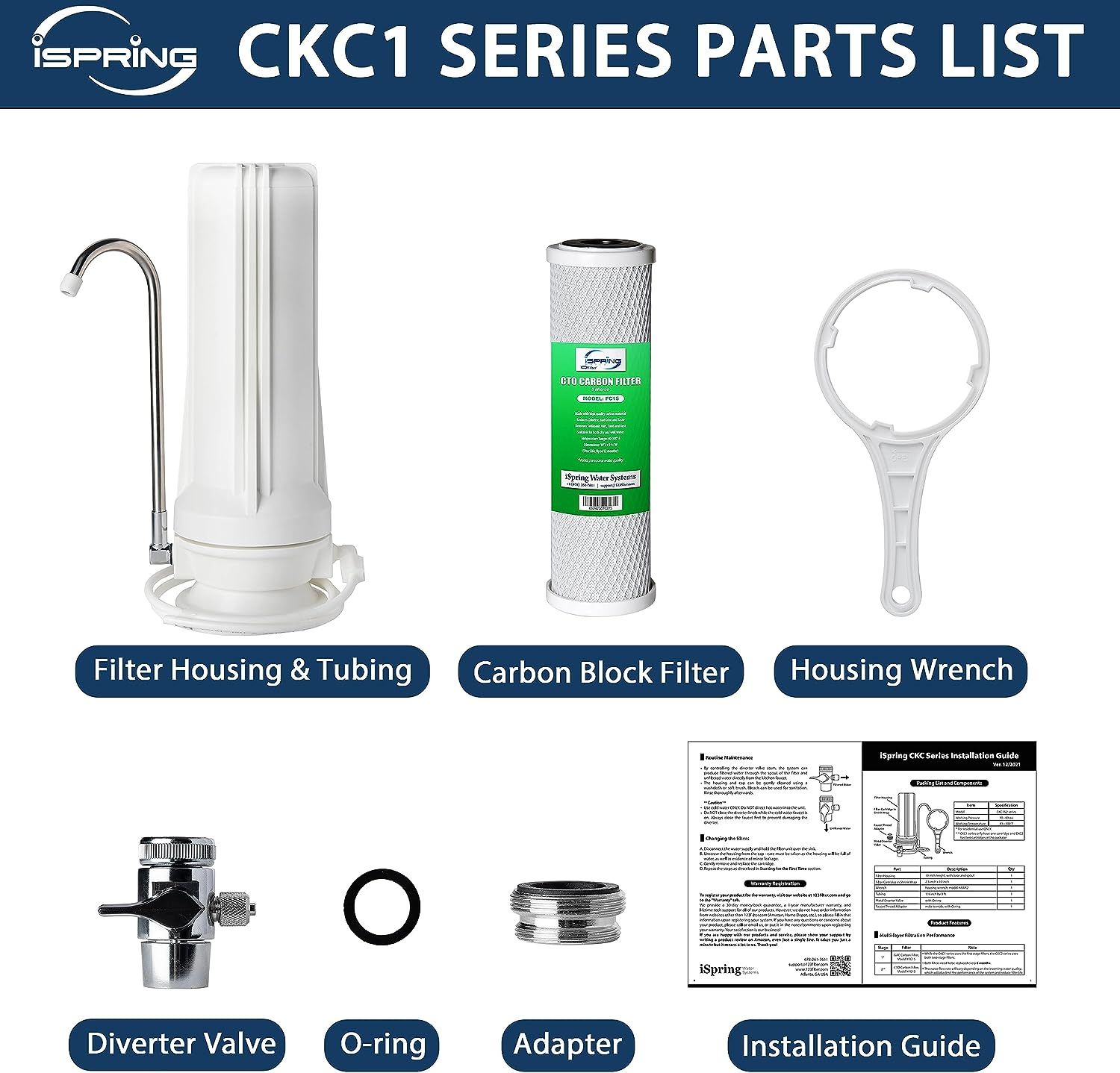 iSpring CKC1 Countertop Drinking Water Filtration System with Carbon ...