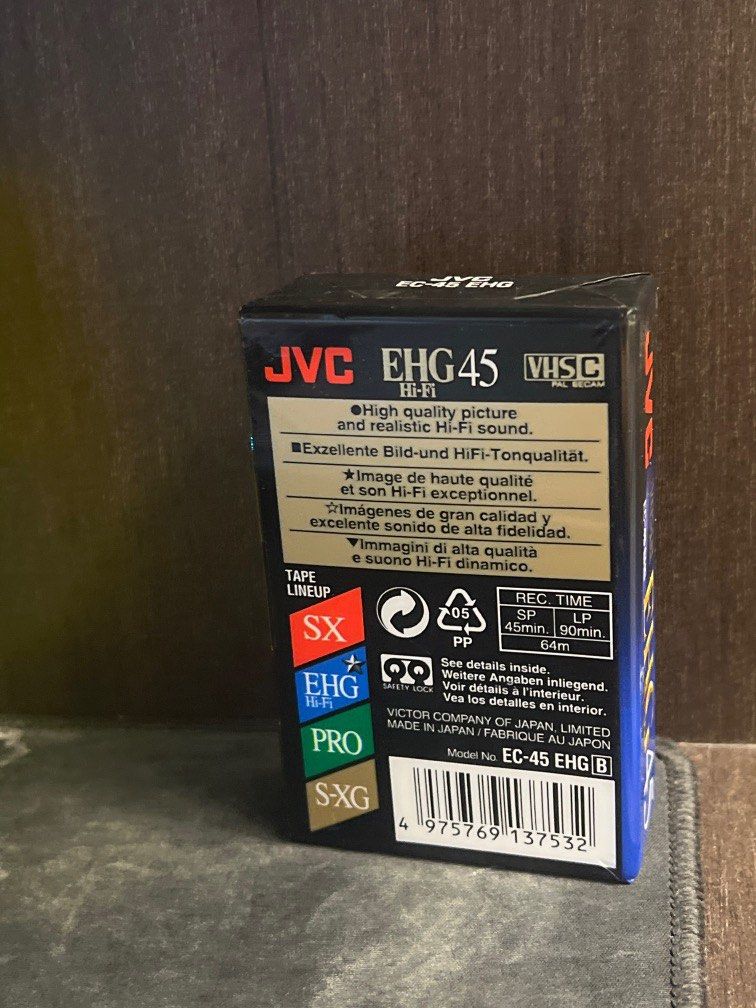 JVC EC-45 EHG Hi-Fi VHS Compact Tape Cassette PAL SECAM, 攝影器材, 攝錄機 - Carousell