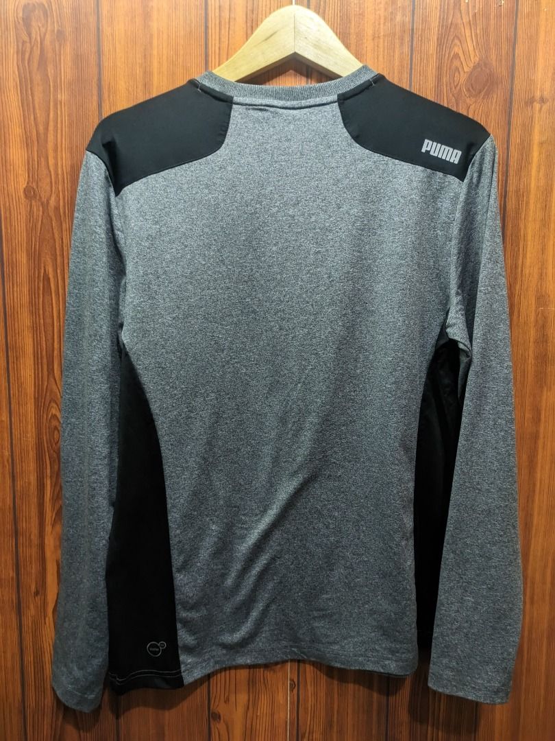 Kaos Lengan Panjang Puma Abu Corak Hitam, Fesyen Pria, Pakaian , Atasan ...