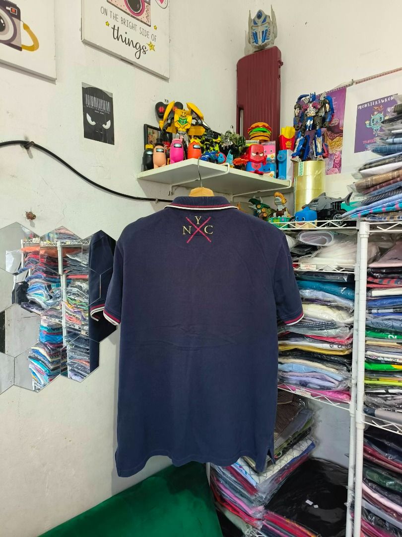 Kaos Polo Nylaus Clothing Biru Dongker Surf Big Logo, Fesyen Pria, Pakaian , Atasan di Carousell