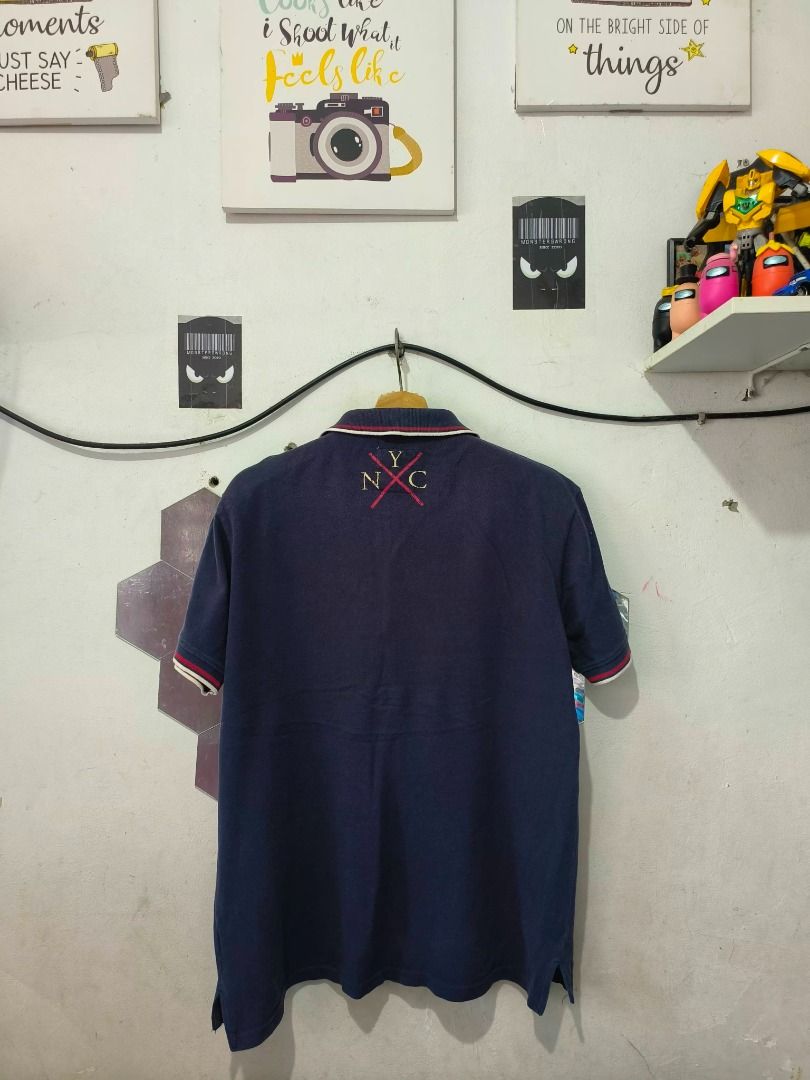 Kaos Polo Nylaus Clothing Biru Dongker Surf Big Logo, Fesyen Pria, Pakaian , Atasan di Carousell