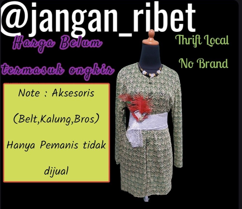 KB - 25 / Kebaya Katbol Hijau / Kebaya Hijau / Kebaya Perayaan / Kebaya ...