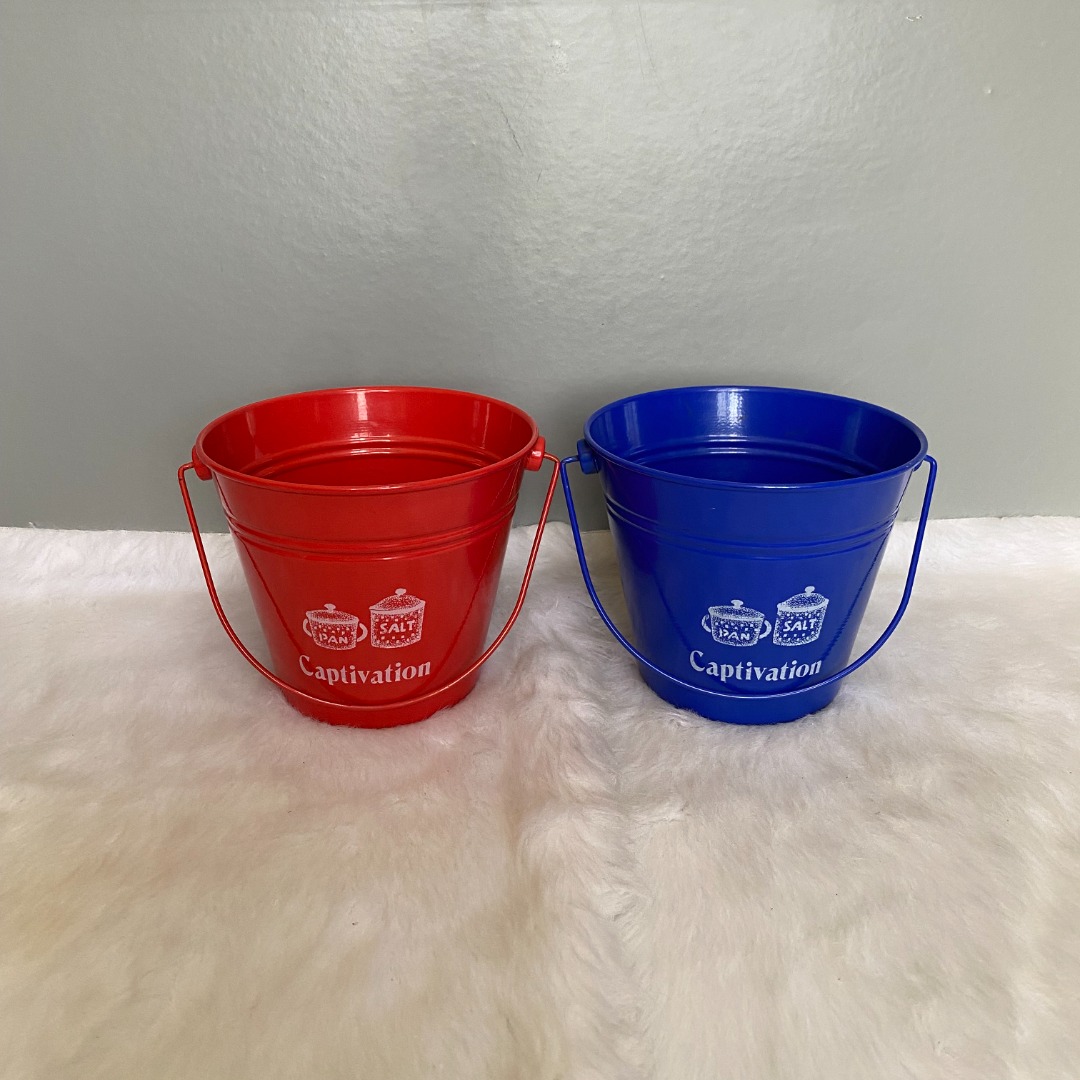 Korea Red Blue Tin Cans Plant Pot, Furniture & Home Living, Home Decor ...