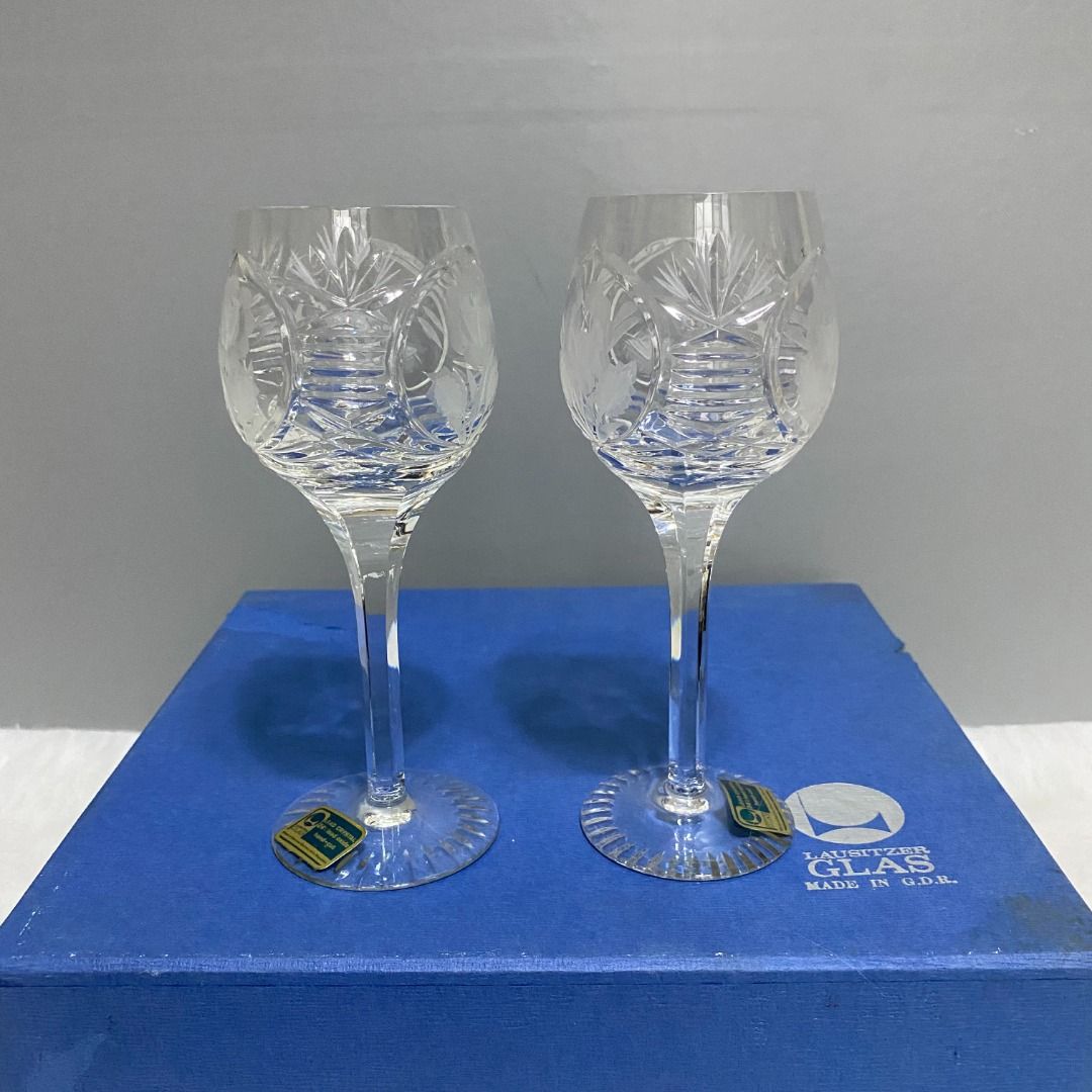 Lausitzer Vintage Hand Cut Crystal Wine Glass on Carousell