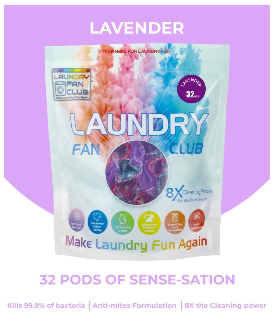 LFC Laundry Detergent Capsule Pods Lavender Scent Refill Pack (32 Pods ...
