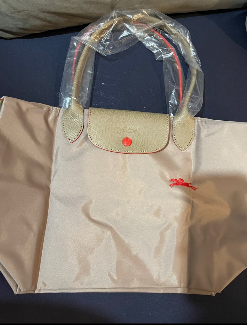 Longchamp club small long handle gray/red, Luxury, Bags & Wallets on ...