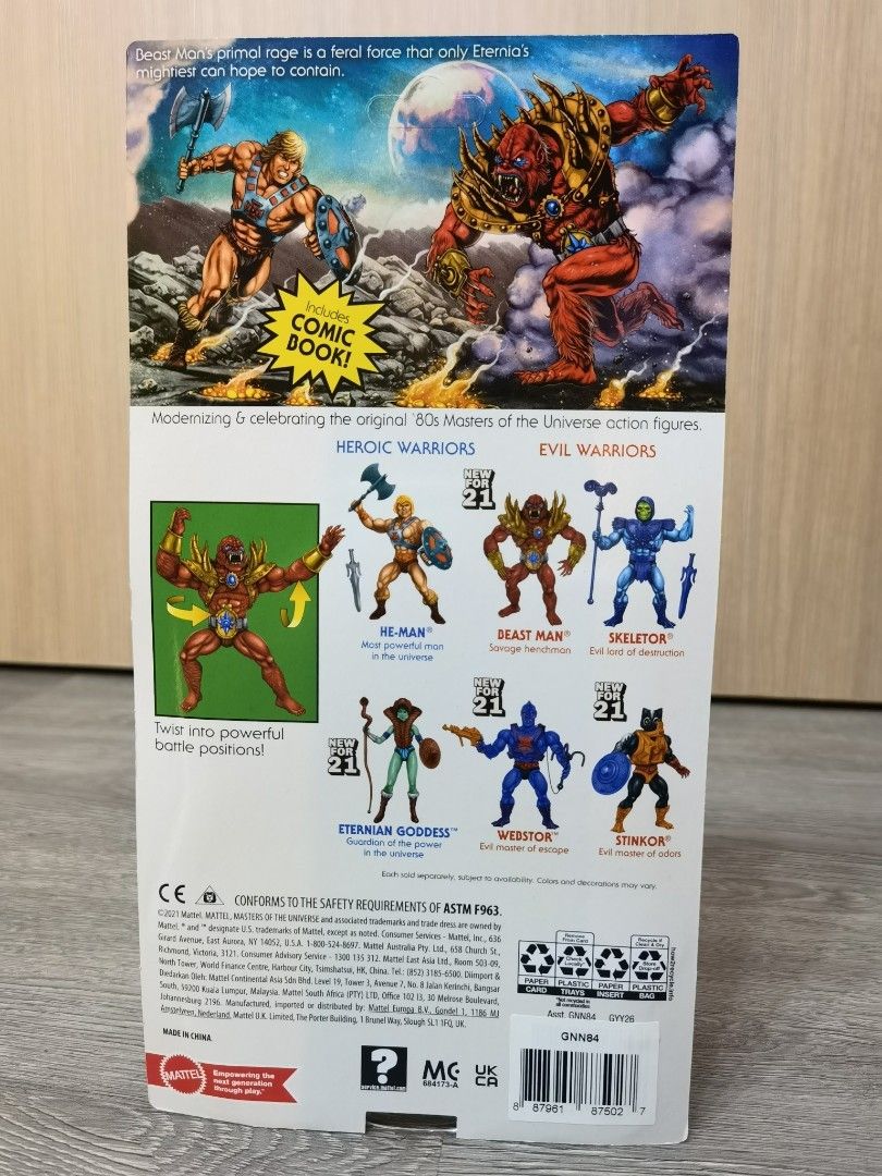 Mattel Classic MOTU Master of the Universe Figurine Beast Man, Hobbies ...