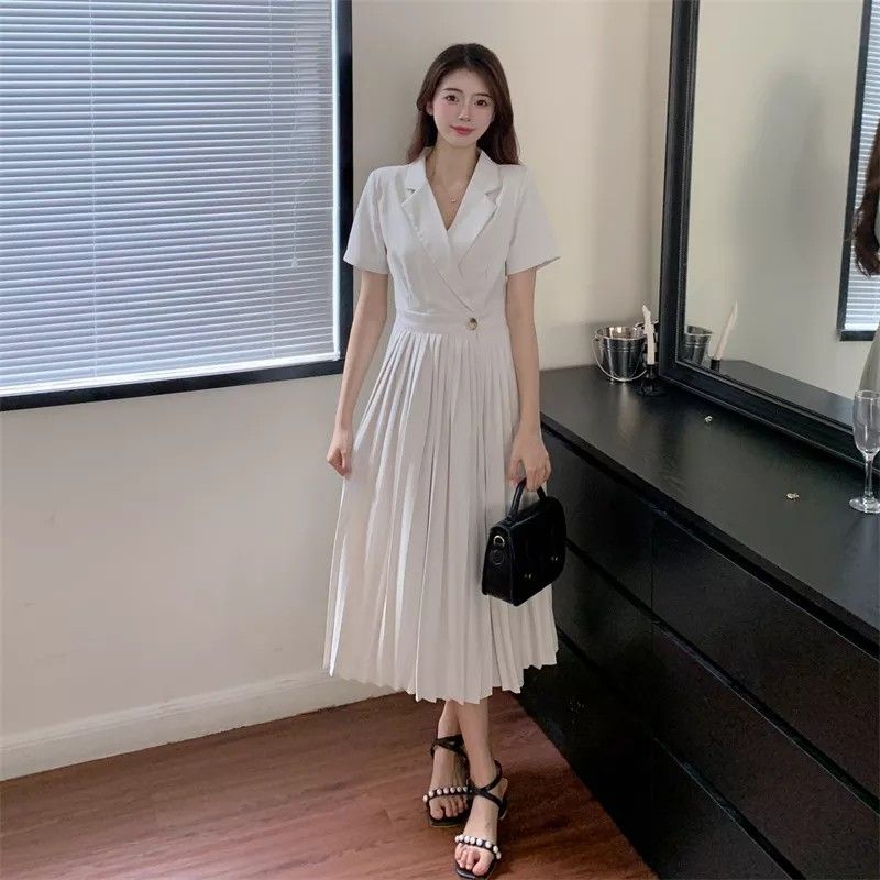 maxi dress korea gaun panjang tempramen wanita dress, Fesyen Wanita ...