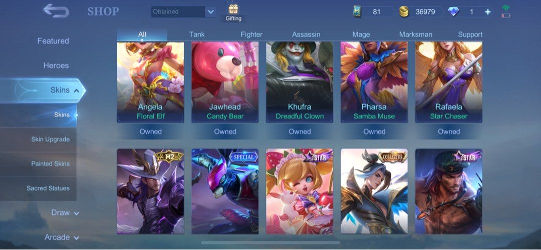 Mlbb account 253 skins 4 collector many limited, Video Gaming, Video ...