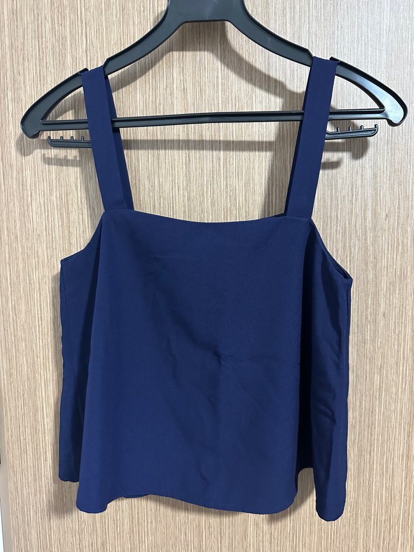 The Tinsel Rack TTR Navy blue boxy, flair top with strap, Women's ...