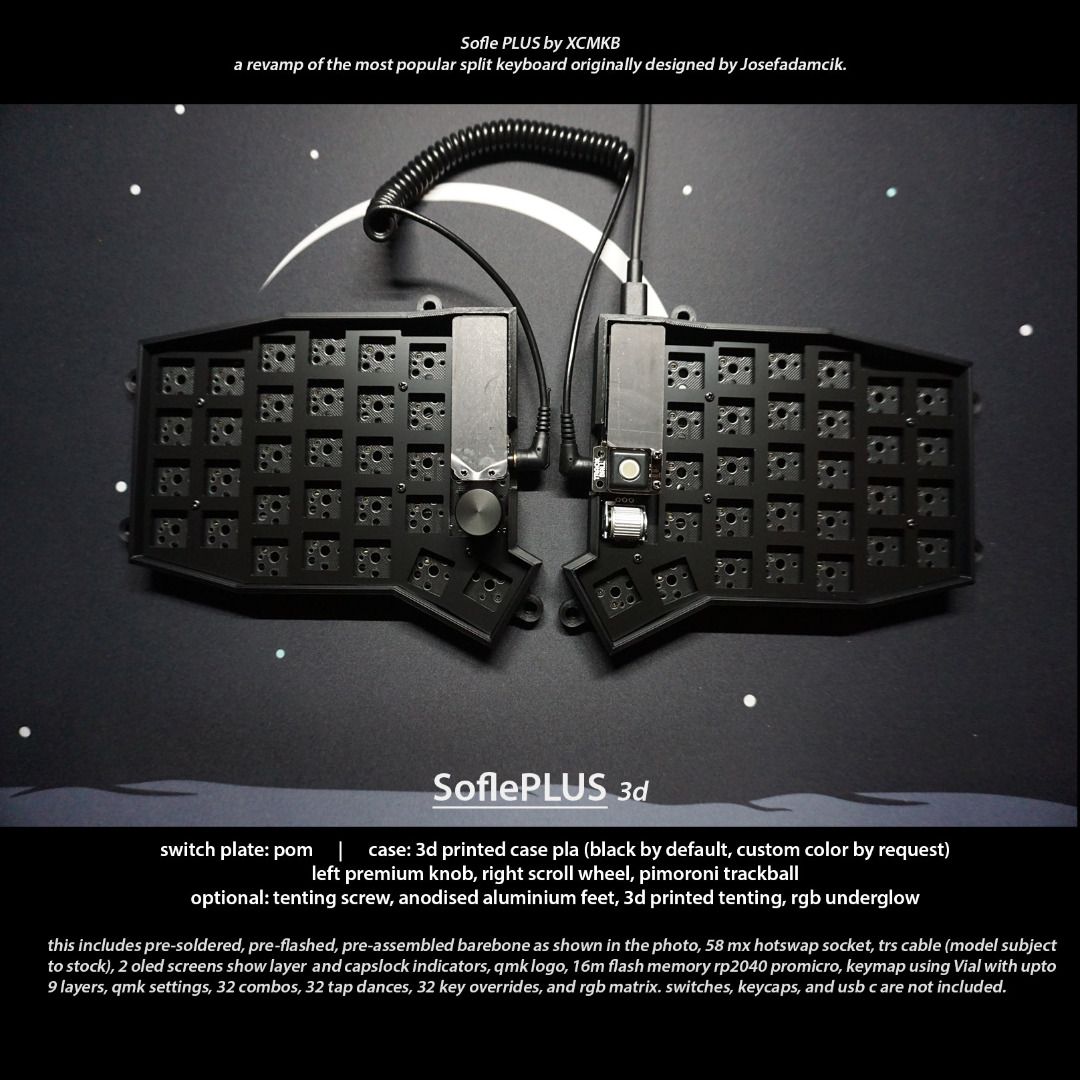 New Sofle PLUS by xcmkb split keyboard pimoroni trackball horizontal wheel knob, Computers ...