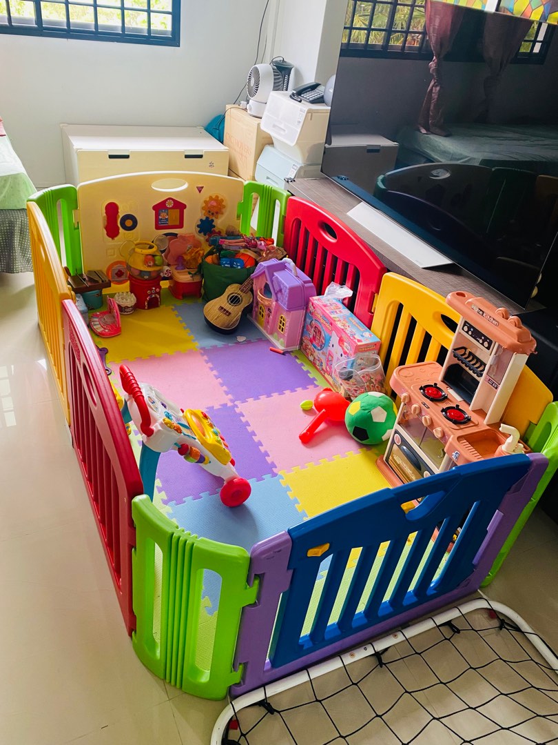 Nihon Ikuji Premium Musical Play Yard smart version, 6 Panels, Babies ...